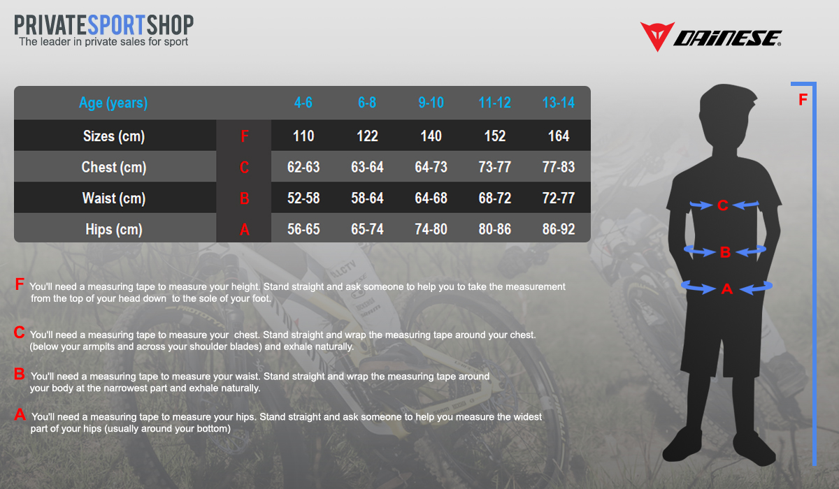 Dainese Size Guide