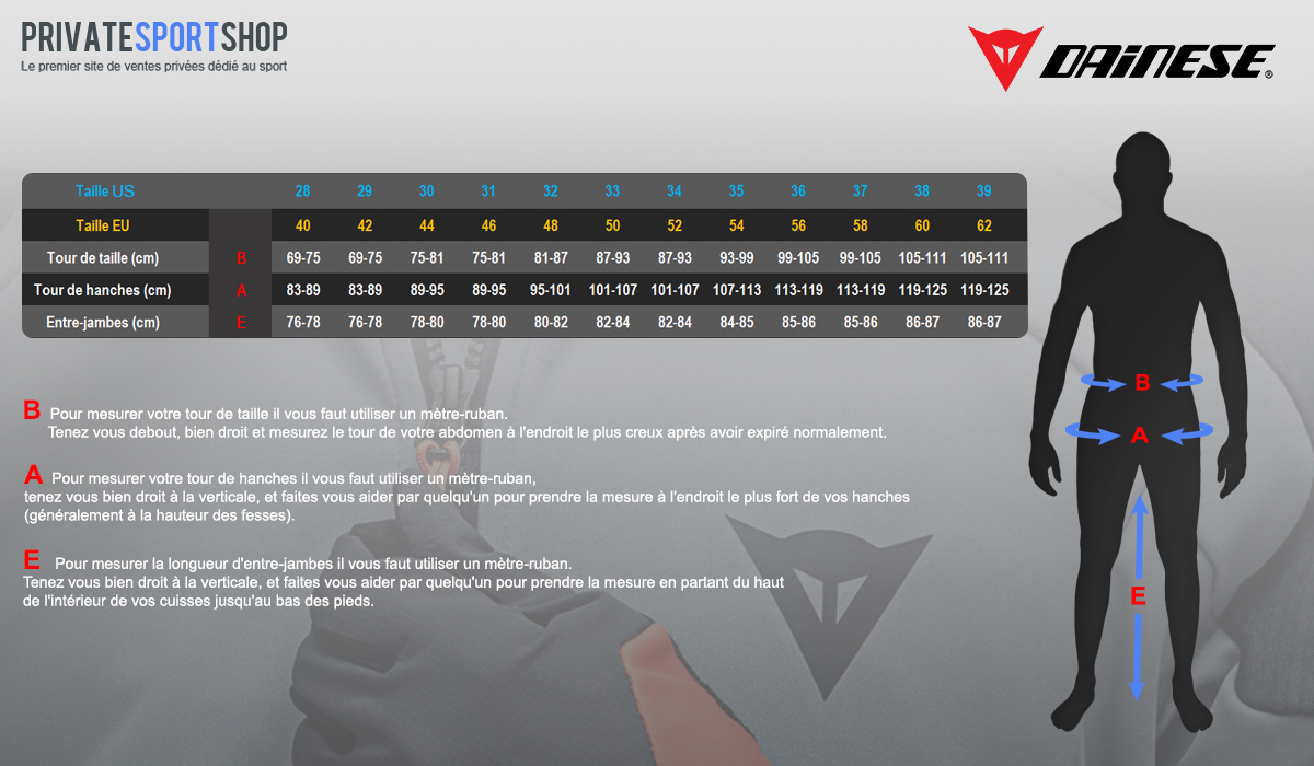 Dainese Size Guide