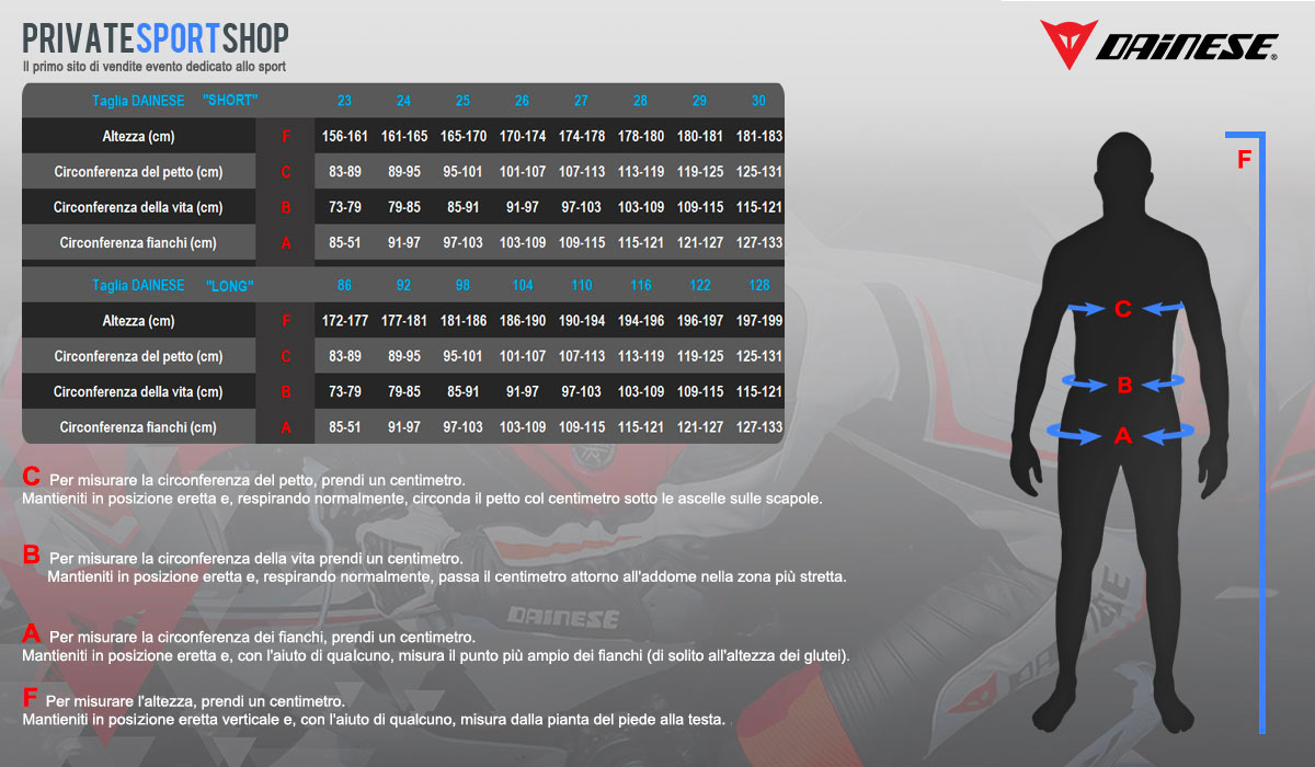 Dainese Size Guide