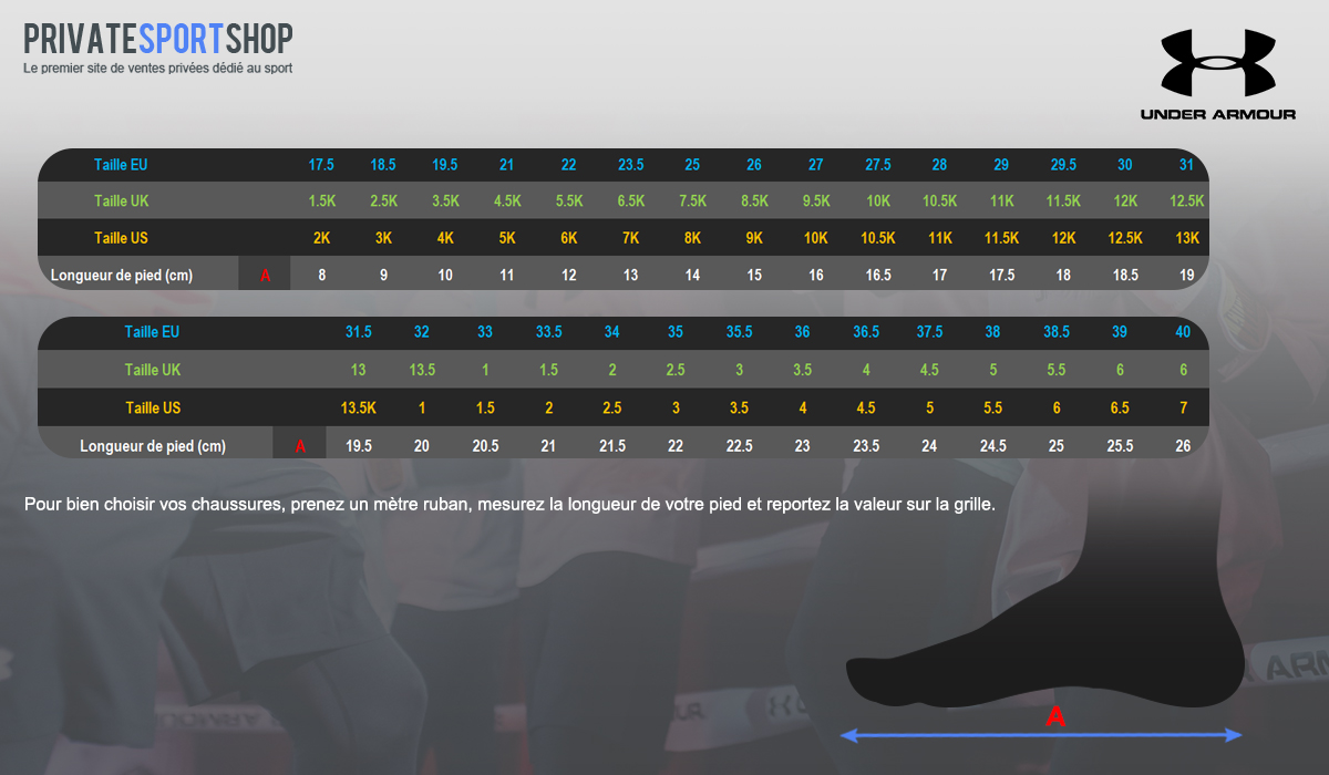 Under Armour Size Guide