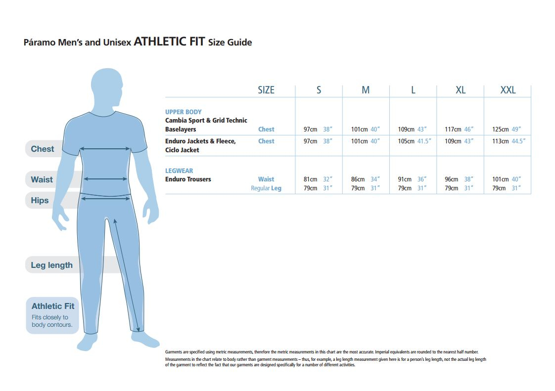 Paramo Size Guide