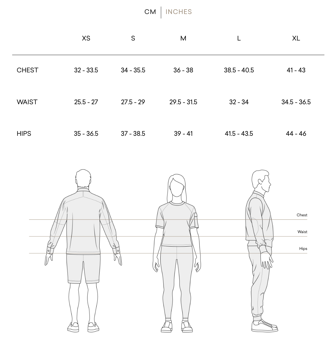 Parmi Size Guide