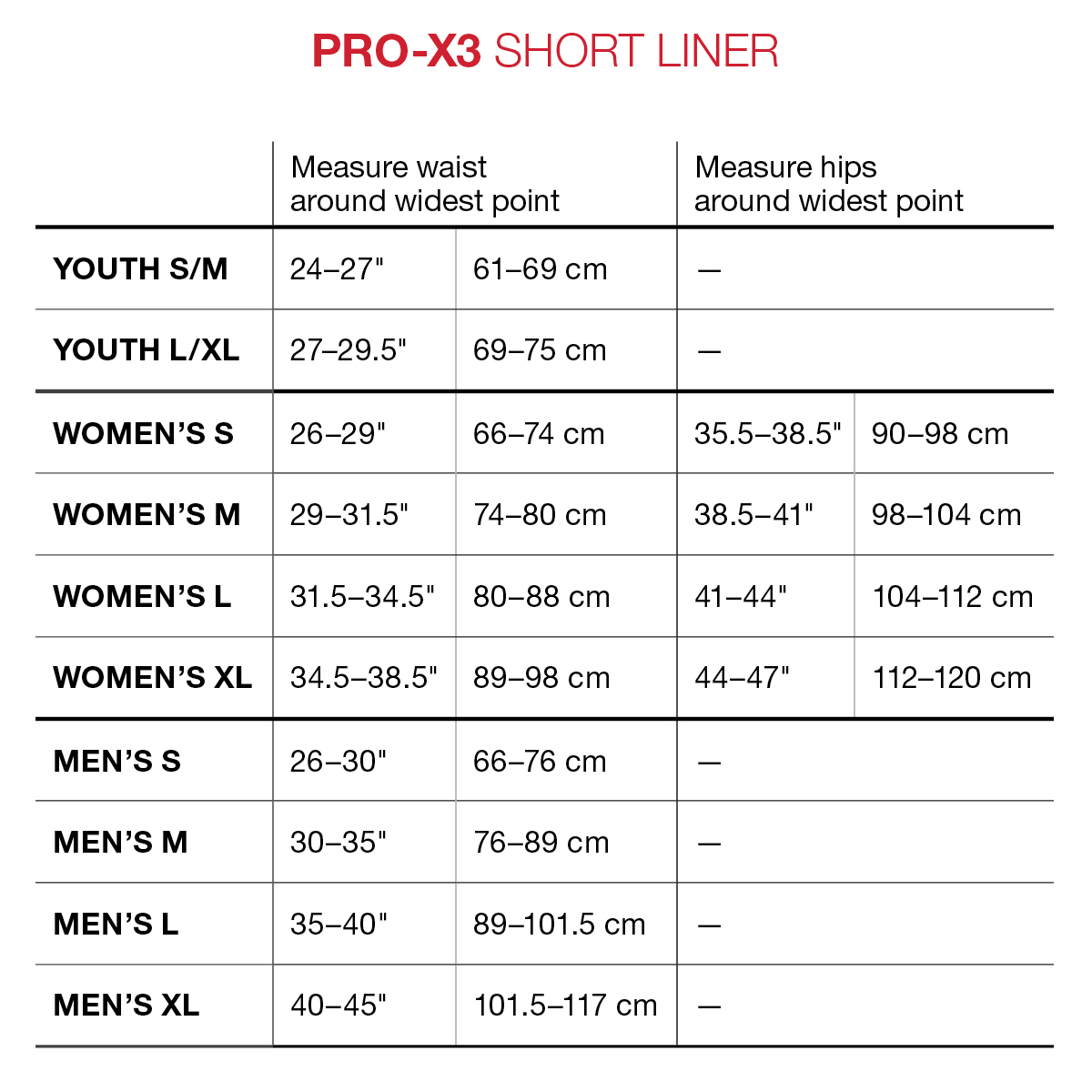 G-Form Size Guide