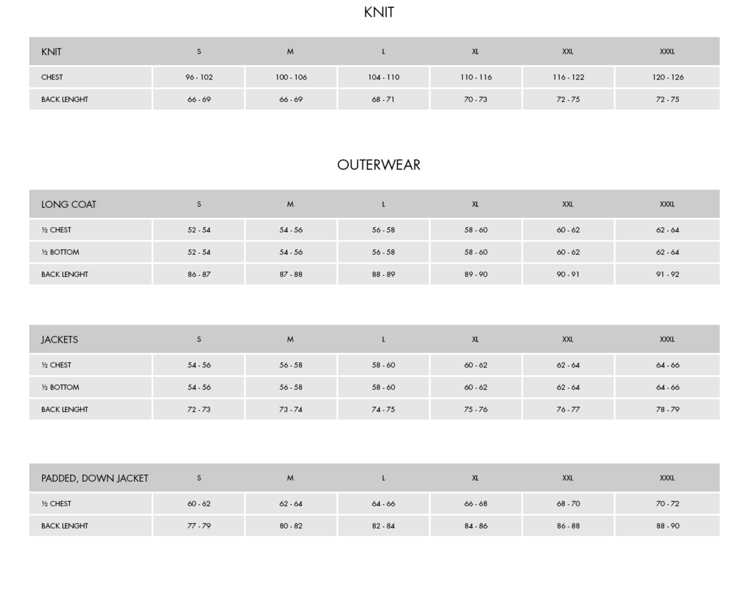 Selected Size Guide