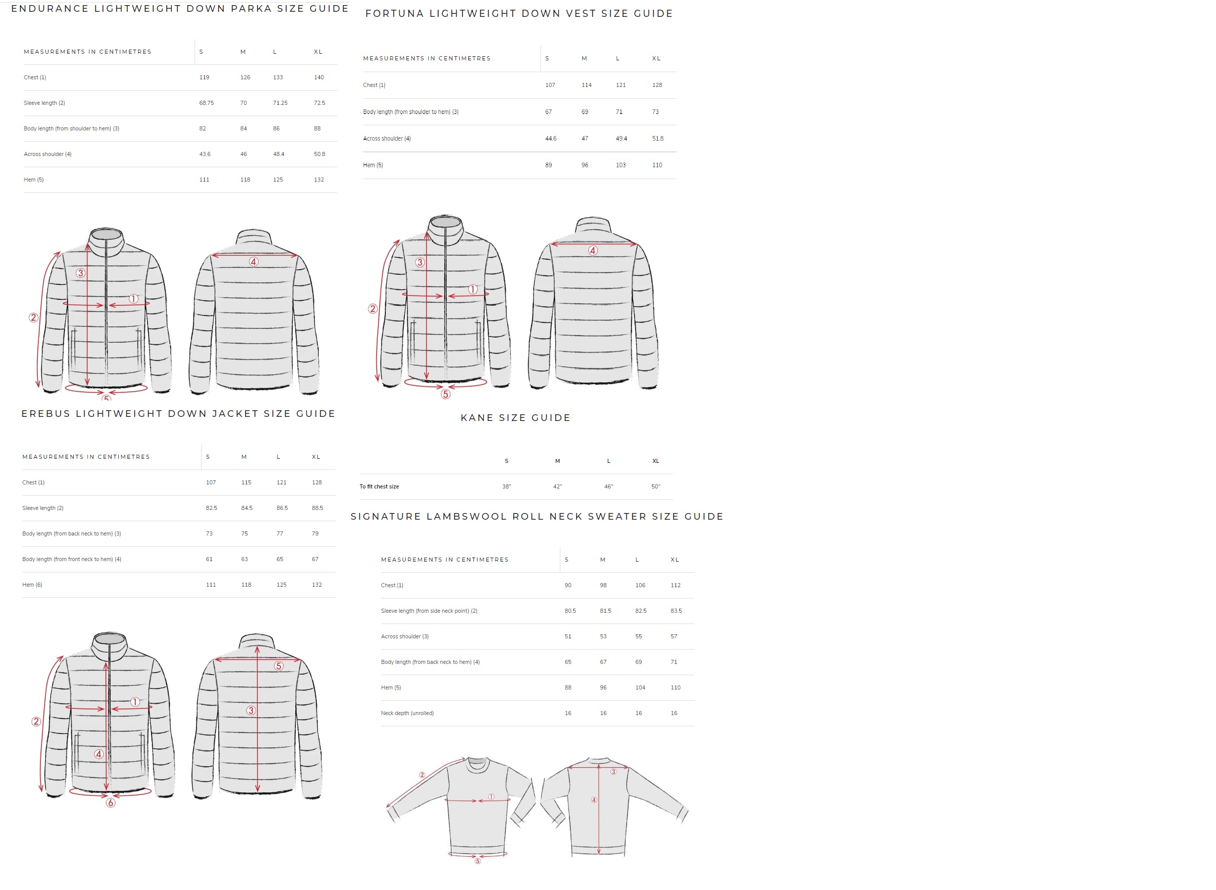 Shackleton Size Guide