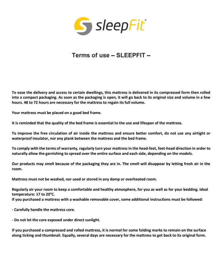 Sleepfit Terms & Conditions