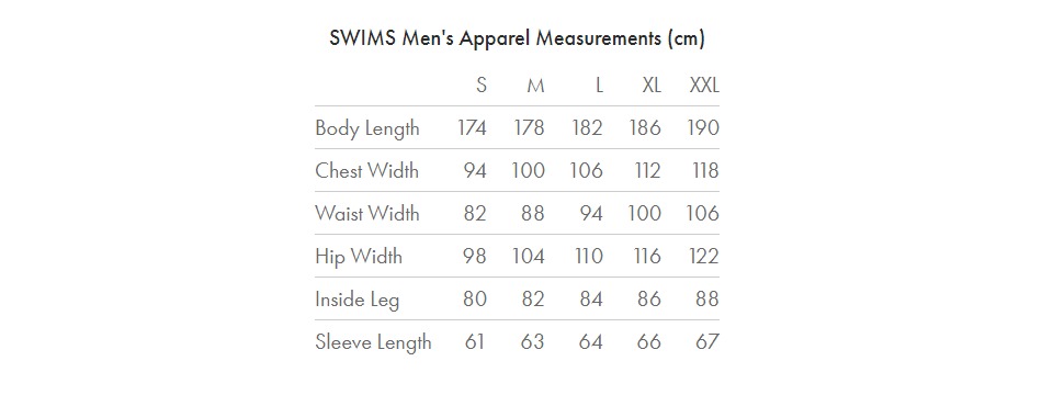 Swims Size Guide