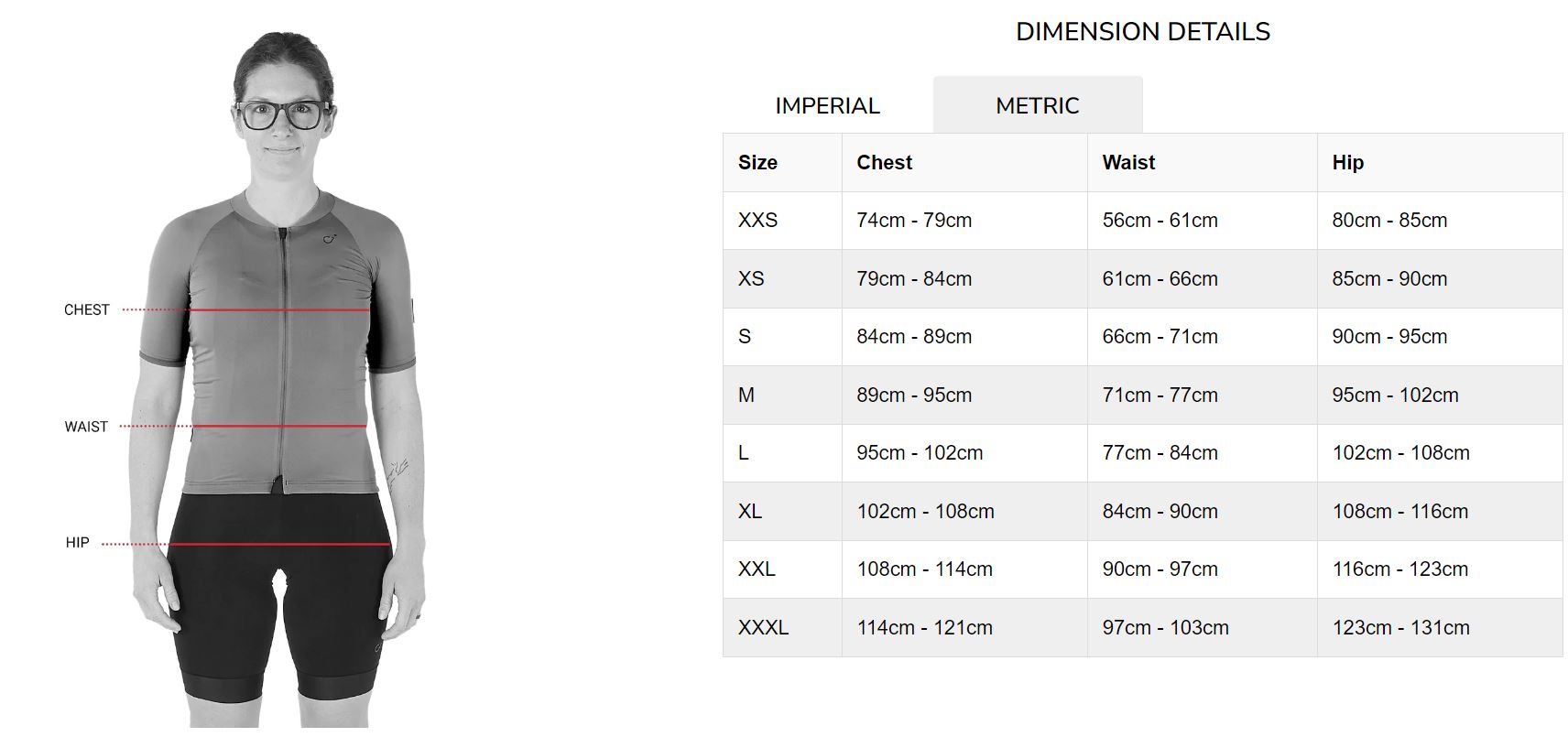 Velocio Size Guide