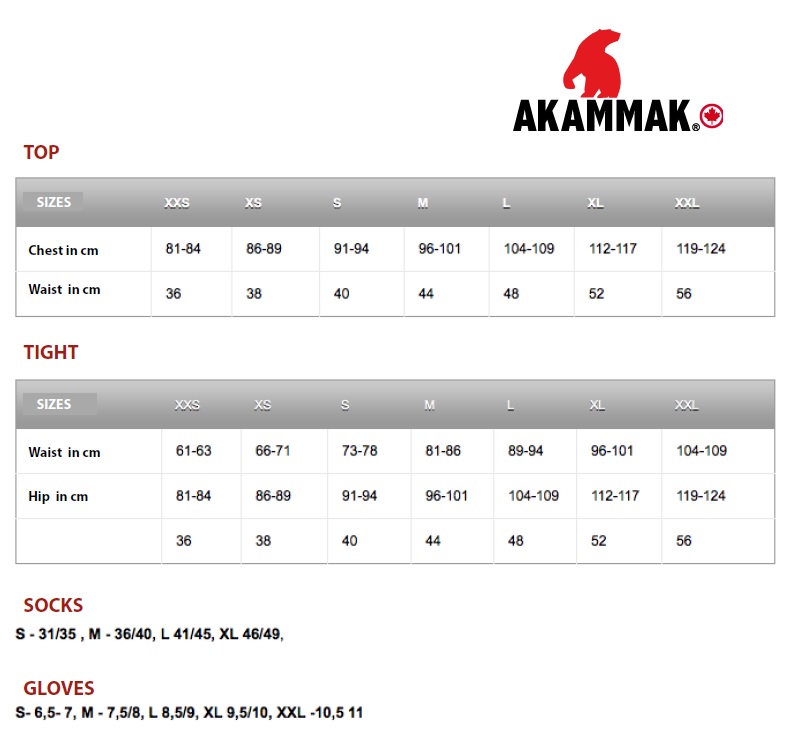 Akammak Size Guide