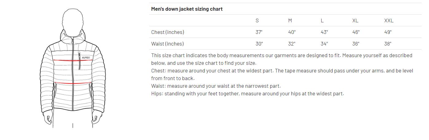 Alpkit Size Guide