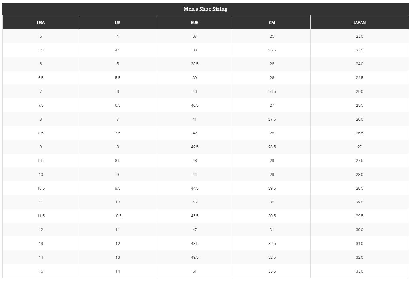 DVS Size Guide