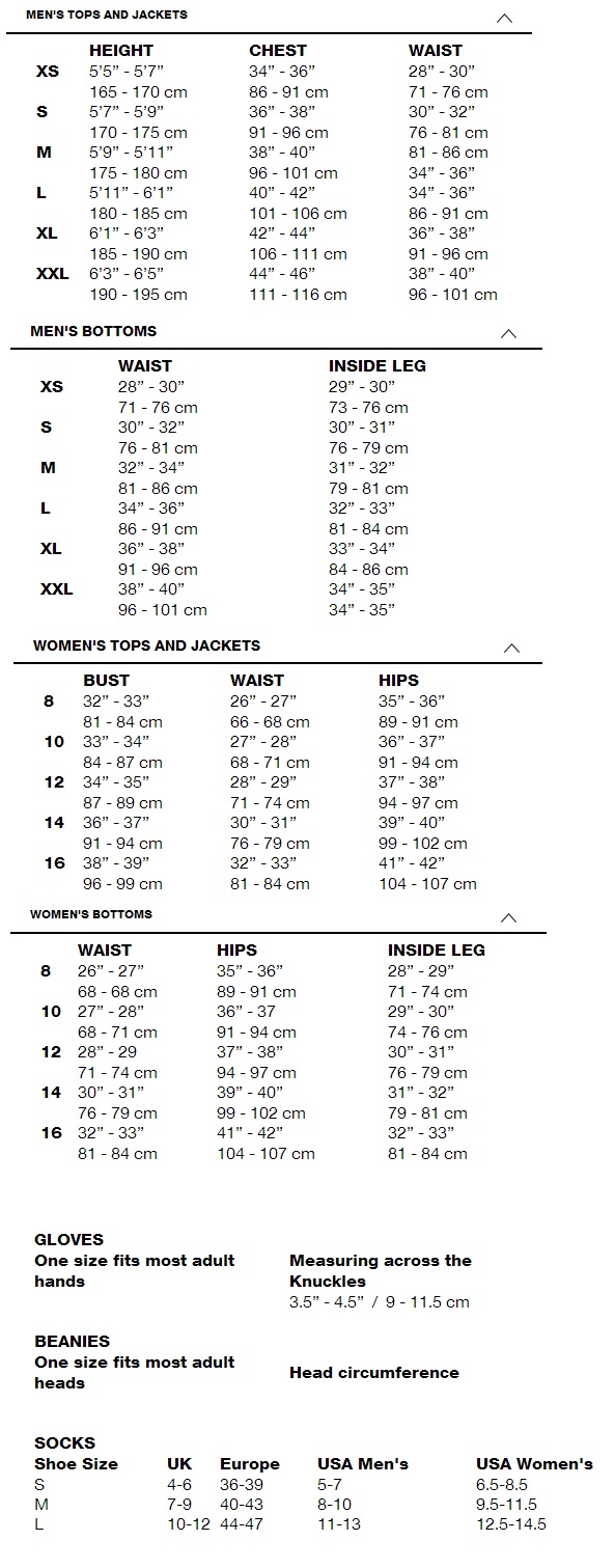 Finisterre Size Guide