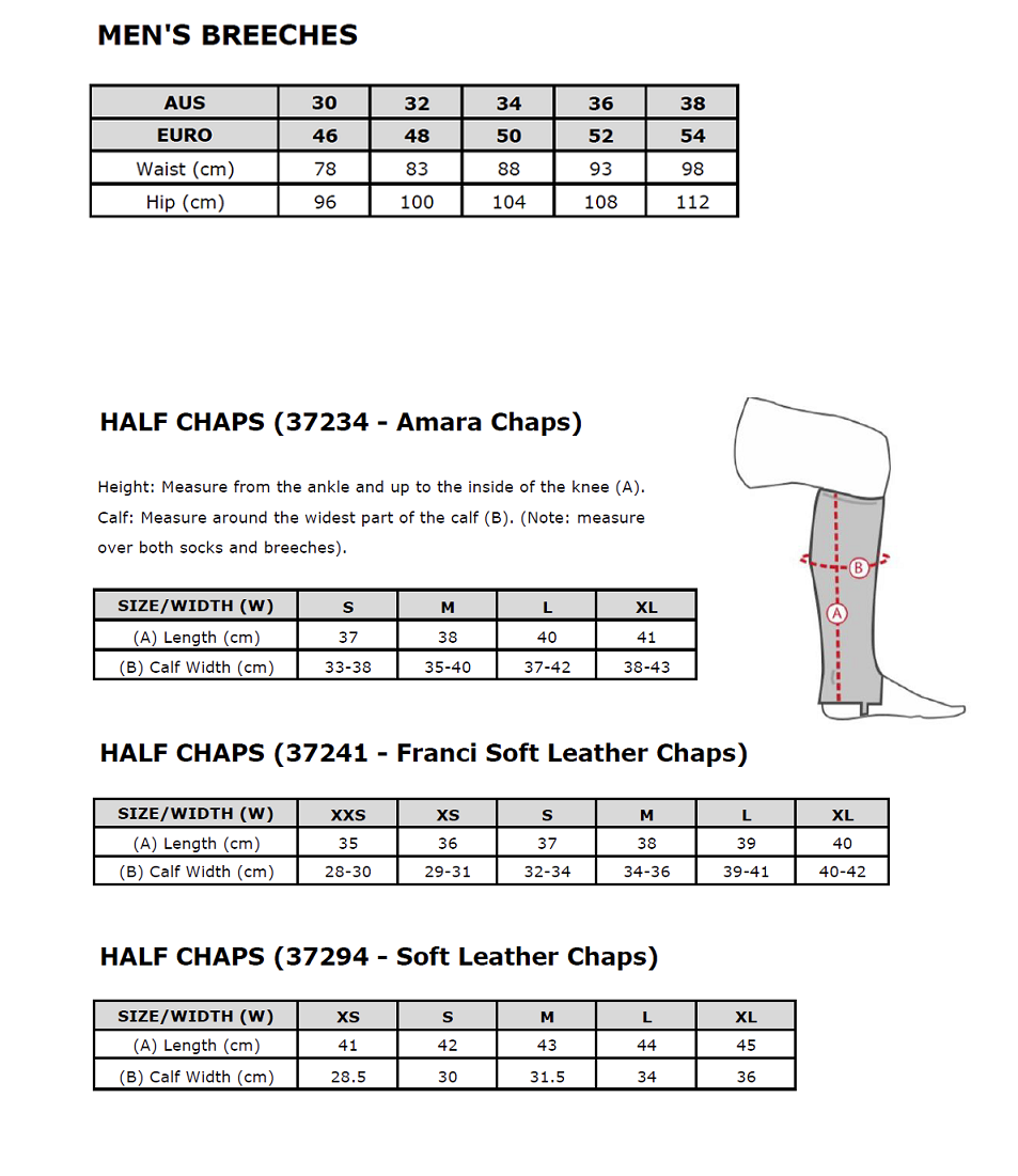 Horze Size Guide