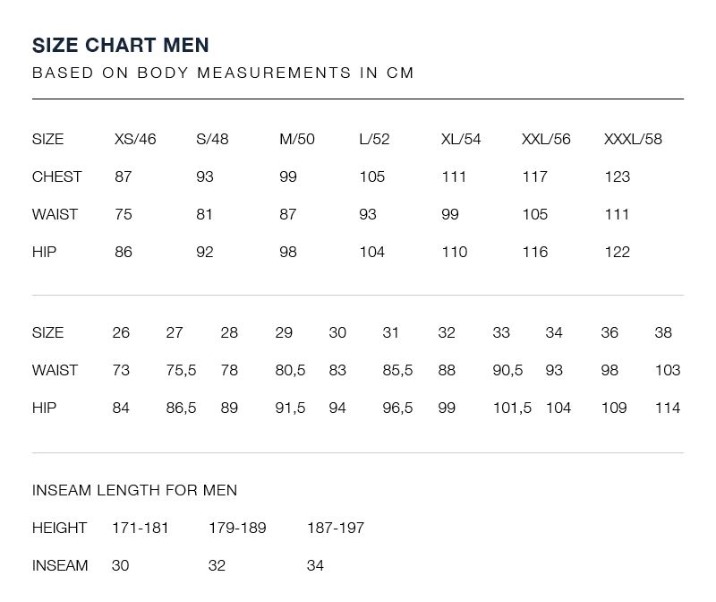 KnowledgeCotton Apparel Size Guide