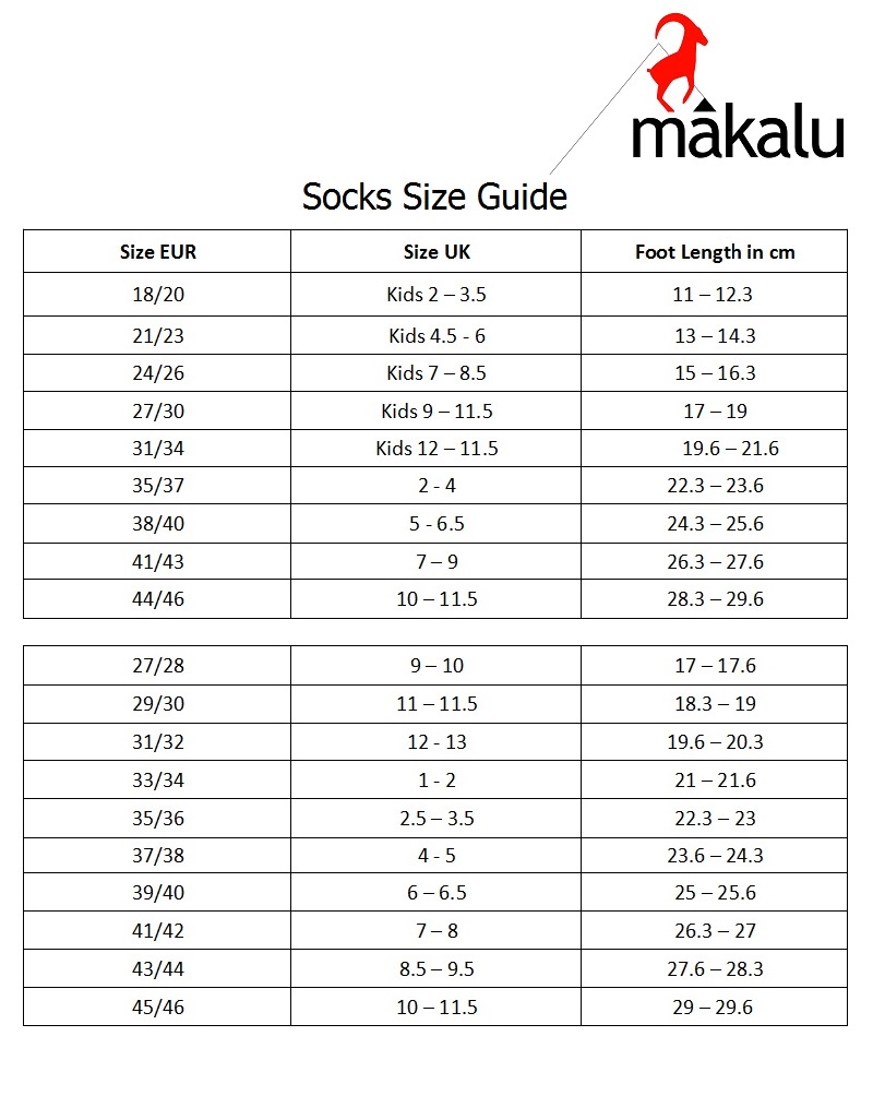 Makalu Size Guide