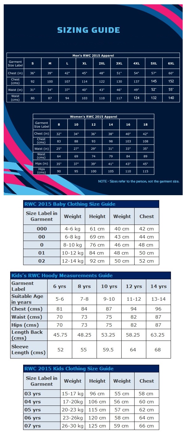 RWC Official Size Guide