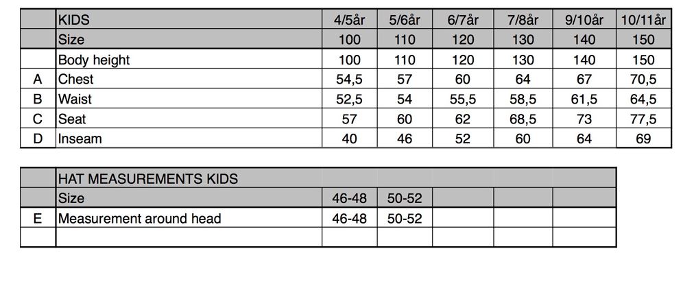 RÖJK Superwear Size Guide