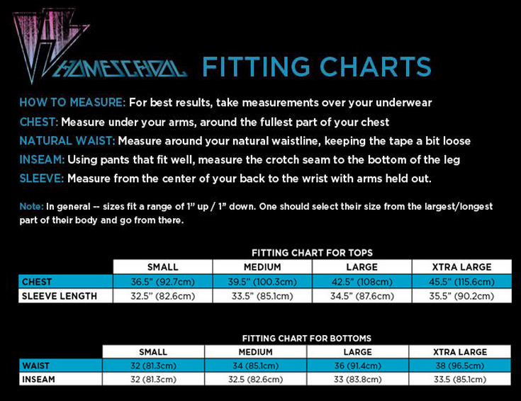 HomeSchool Size Guide