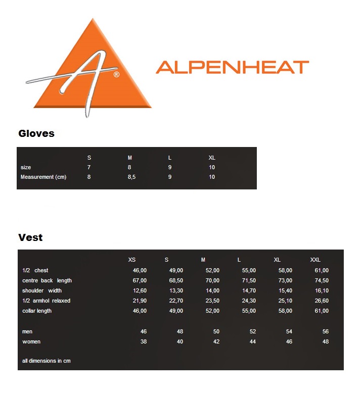 Alpenheat Size Guide