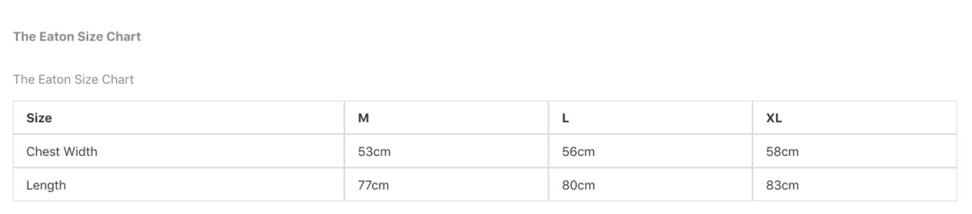 Transform Size Guide