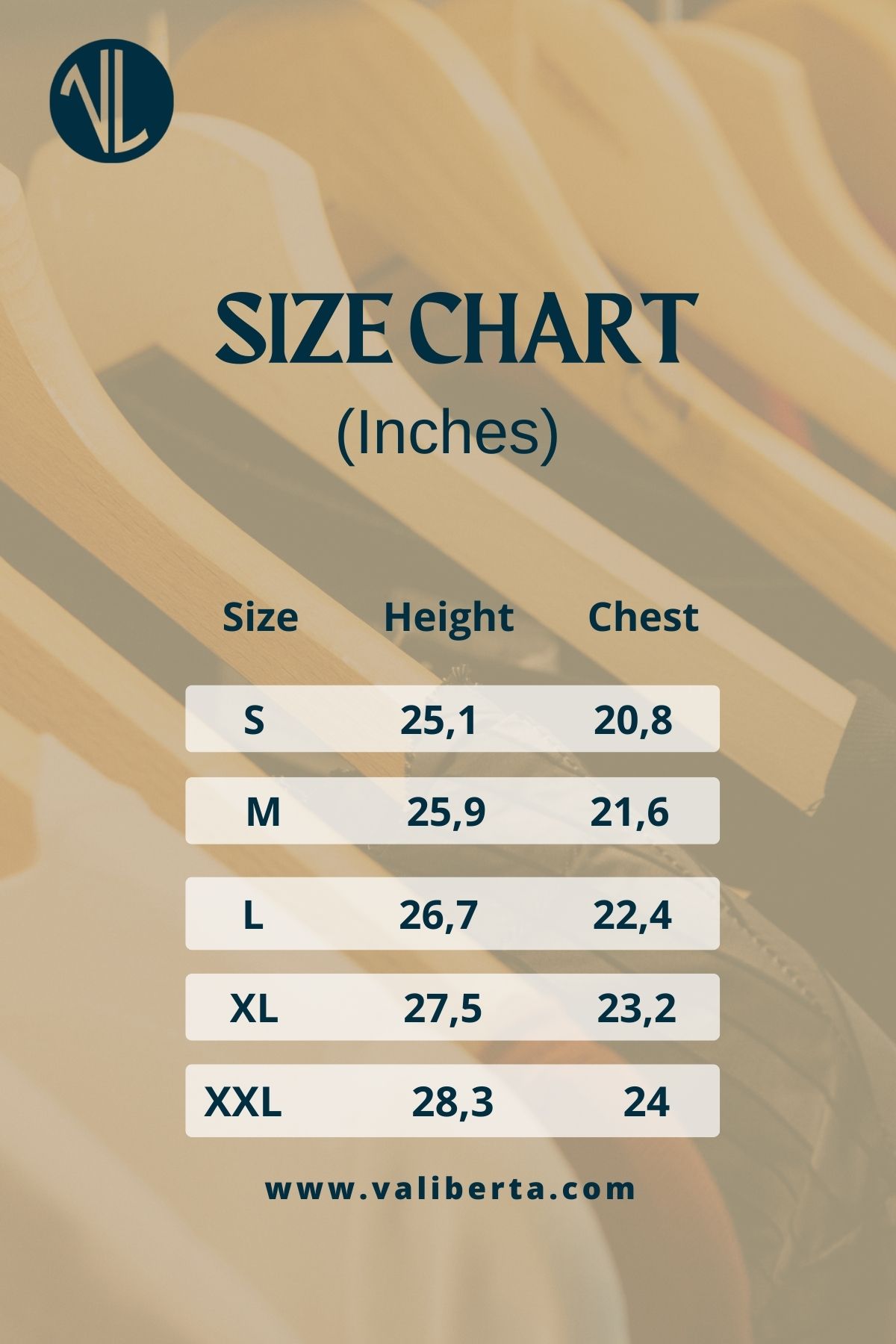 Valiberta Size Guide