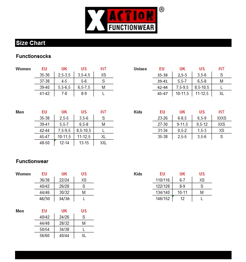 X-Action-Size-Guide