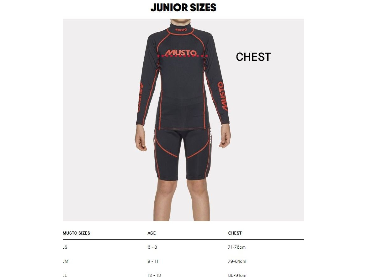 Musto Size Guide