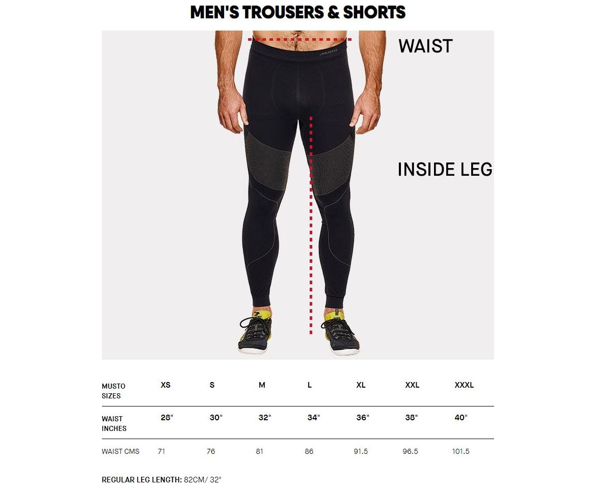 Musto Size Guide