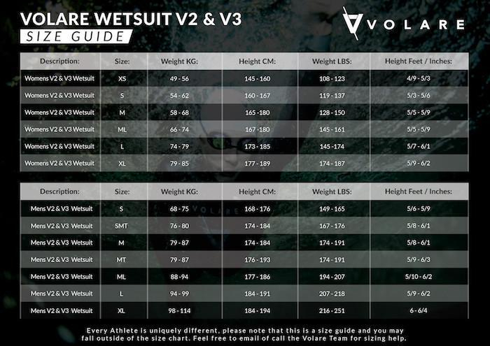 Volare Size Guide